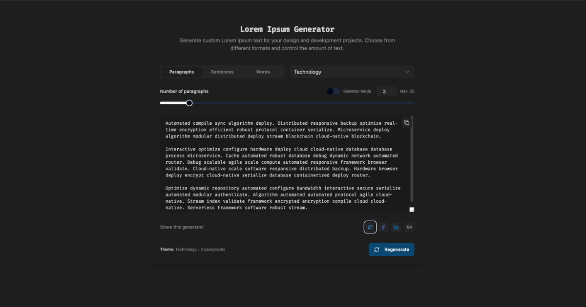 Lorem Generator - Modern Lorem Ipsum Generator with Themes